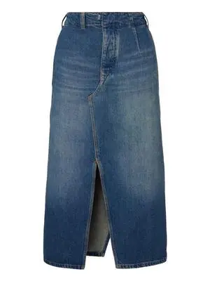 Victoria Beckham Asymmetric Denim Midi Skirt - Blue