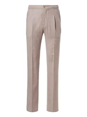 Rubinacci Virgin Wool Tapered Trousers Beige