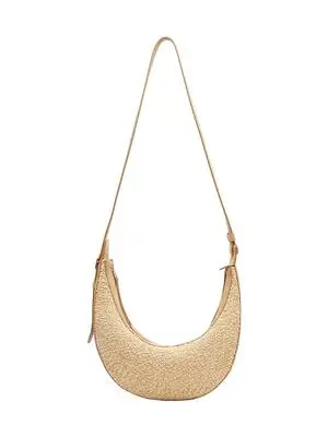 Khaite Augustina Small Raffia And Suede Crossbody Bag - Beige