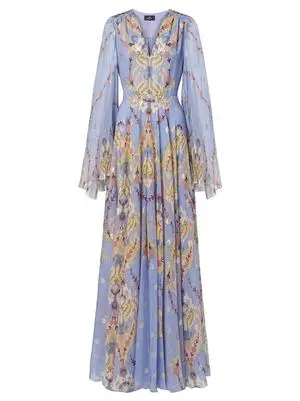 Etro Floral Silk Georgette Gown - Purple