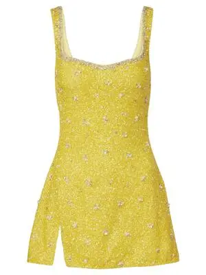CLIO PEPPIATT Crystal-embellished Mini Dress - Yellow
