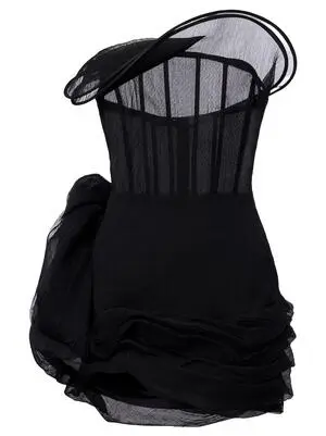 Magda Butrym Floral-appliqué Tulle Corset Dress - Black