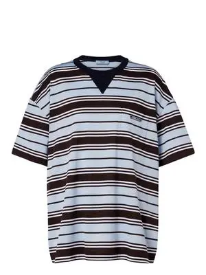 Prada Striped Cotton Lisle T-shirt - Blue