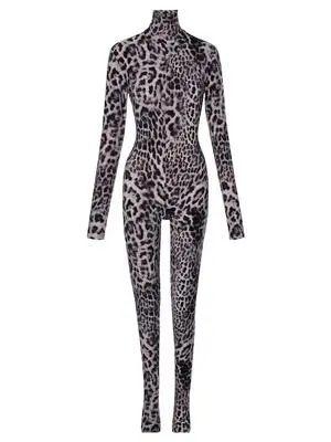 Norma Kamali Leopard-print Jersey Catsuit - Multicoloured