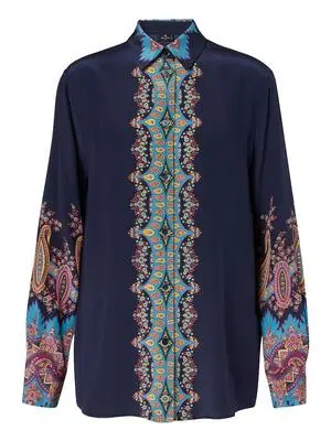Etro Printed Silk Crêpe De Chine Shirt - Blue