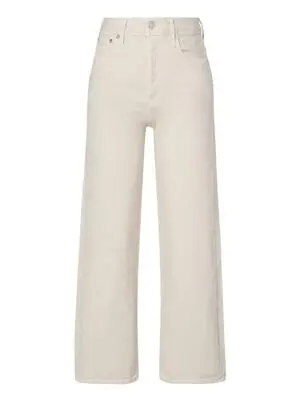 AGOLDE Ren Cropped High-rise Wide-leg Jeans - Beige