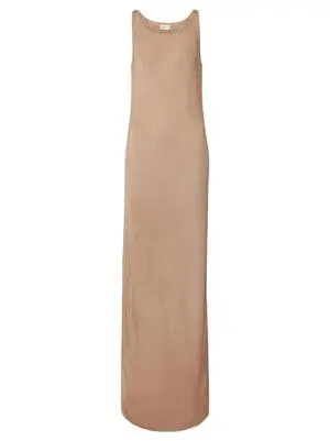 Saint Laurent Ribbed-knit Maxi Dress - Beige