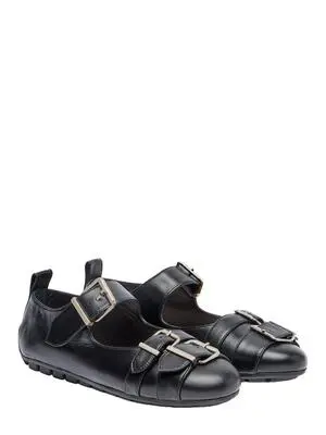 Simone Rocha Buckle Ballerina Leather Ballet Flats - Black