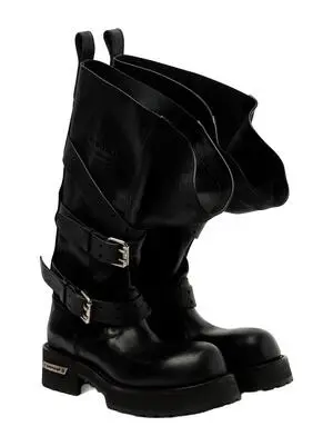 Balenciaga Venom Leather Combat Boots - Black