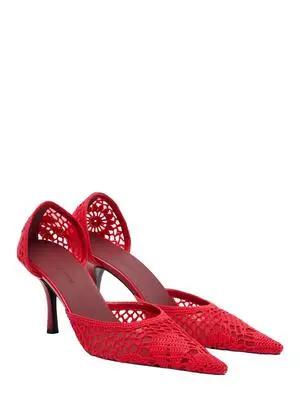 Magda Butrym Crochet Leather-trimmed Pumps - Red