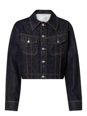 Victoria Beckham Cropped Denim Jacket - Blue
