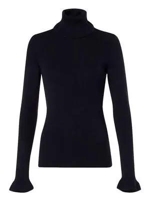 Chloé Ribbed-knit Cotton And Wool Turtleneck Sweater - Blue
