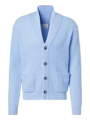 ALLUDE Ribbed-knit Wool And Cashmere Cardigan - Blue