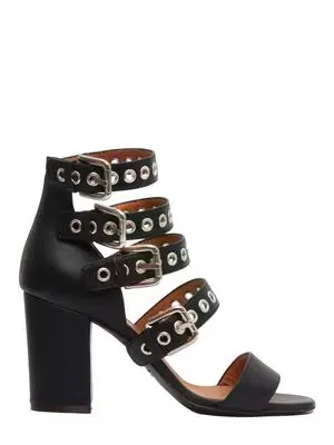 VIA ROMA 15 80mm Buckle-detail Eyelet Sandals - Black