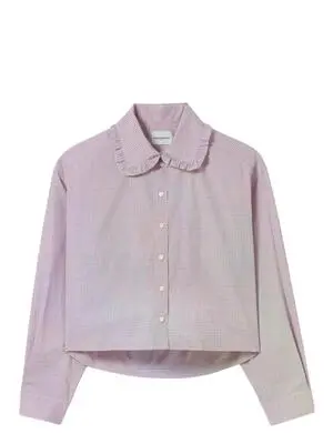 Claudie Pierlot Ruffled-collar Checked Shirt - Pink