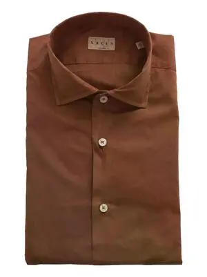 XACUS Button-down Cotton Shirt - Brown