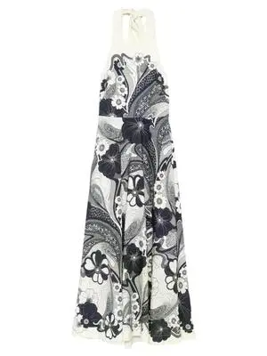 ALEMAIS Floral-print Halter-neck Maxi Dress - Neutrals