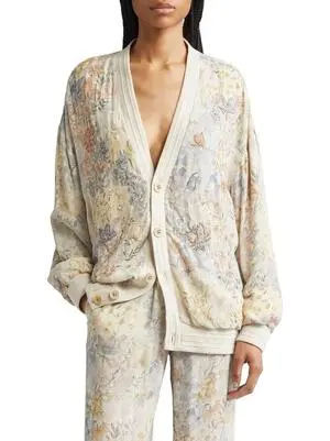 GOLDEN GOOSE Journey Giselle Embellished Floral V-neck Cardigan - Pastel Flowers