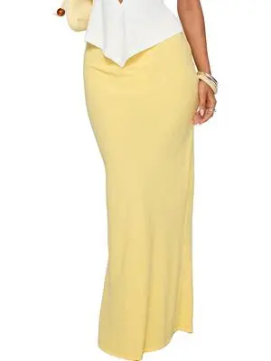 Princess Polly Textured Maxi Skirt - Lemon Yellow
