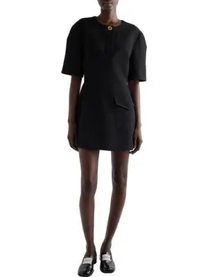 Givenchy Cocoon Wool Grain De Poudre Minidress - Black