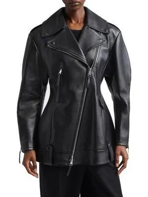 Givenchy Cocoon Crop Leather Biker Jacket - Black