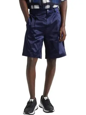 Givenchy Flat-front Satin Bermuda Shorts - Navy