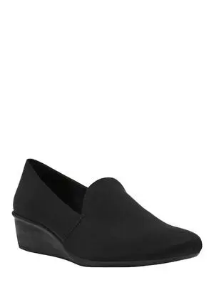 Anne Klein Wendell Wedge Pump - Black Stretch