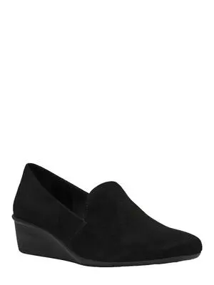 Anne Klein Wendell Wedge Pump Black Suede