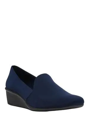 Anne Klein Wendell Wedge Pump - Navy Stretch