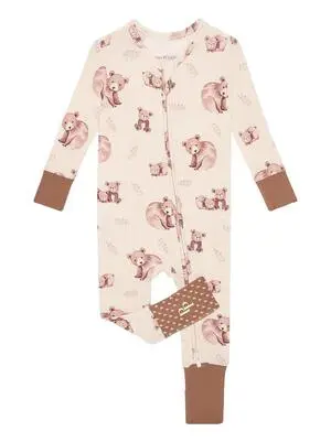 POSH PEANUT Bernard Printed Convertible One-piece Pajamas - Beige