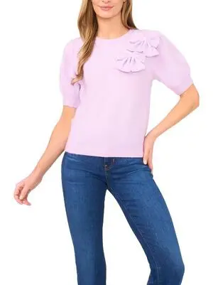 CECE DUPRAZ Puff Sleeve Sweater With Bow Detail - Orchid Bloom