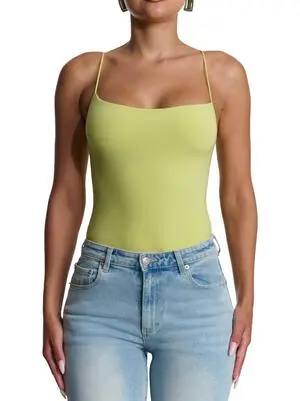 Naked Wardrobe Camisole Thong Bodysuit - Chartreuse