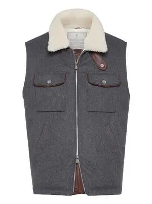 Brunello Cucinelli Flannel Down Vest - Anthracite