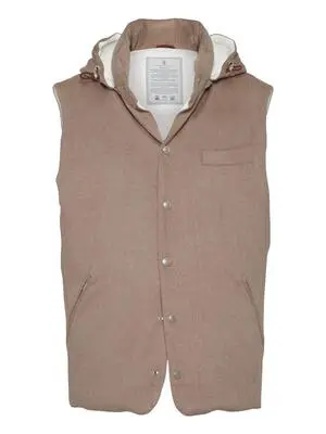 Brunello Cucinelli Flannel Down Vest Hazelnut