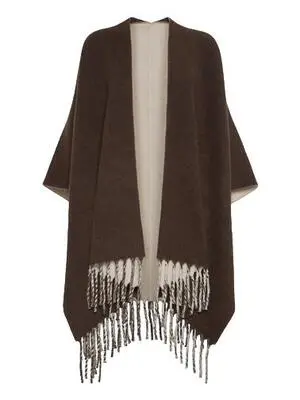 Brunello Cucinelli Double Knit Poncho - Brown