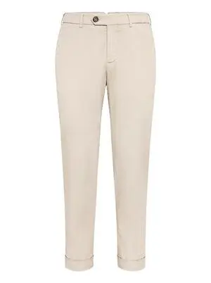 Brunello Cucinelli Gabardine Garment Dyed Trousers - Beige