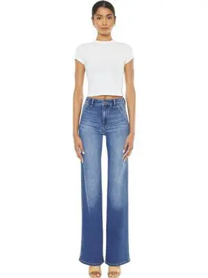KANCAN Ultra High Rise Wide Flare Jeans - Medium Wash