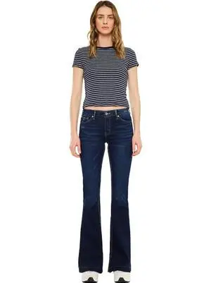 KANCAN Heidi Mid Rise Flare Jeans - Dark Wash