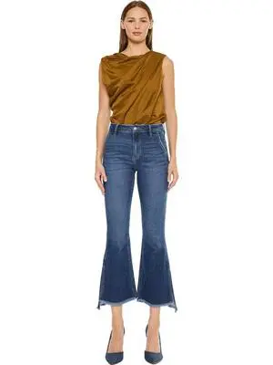 KANCAN High-rise Cropped Flare Jeans - Medium Wash