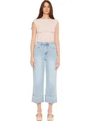 KANCAN Sully 90's Cropped Wide Leg Jeans - Light Wash