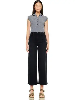 KANCAN Victoria Ultra High Rise Cropped Wide Leg Jeans - Black
