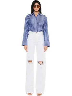 KANCAN Ultra High Rise 90's Flare Jeans - White