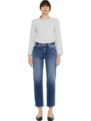 KANCAN High-rise Slim Straight Leg Jeans - Medium Wash