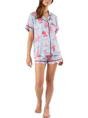 KATIE KIME Dallas Toile Shorts Set - Blue