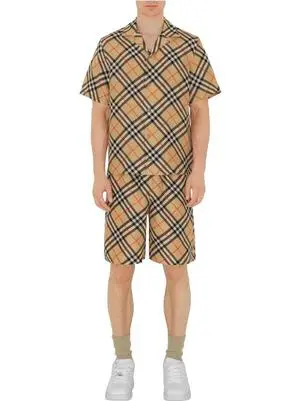 Burberry Oversized Check Silk Shirt - Sand