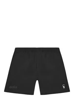 DALIX Astronaut Print Relaxed Beach Shorts - Black