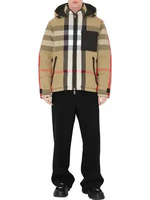 Burberry Reversible Check Nylon Puffer Jacket - Archive Beige/black