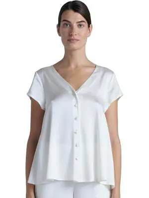 ALAS Silk Short Sleeve Shirt Milk White
