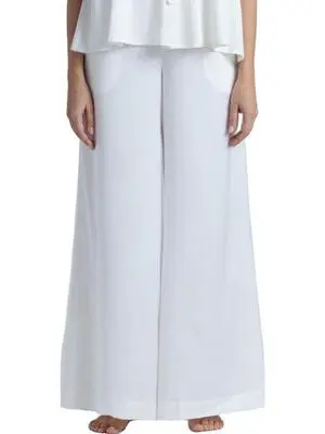 ALAS Silk Palazzo Pants - Milk White