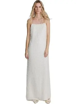 ALAS A-line Maxi Slip Dress - Off White